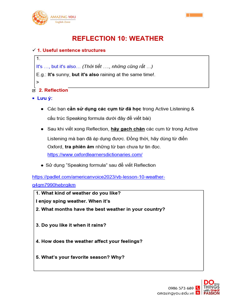 VB - Reflection 10 - Weather | PDF