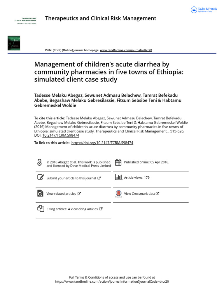 Management of Children S Acute Diarrhea by Community Pharmacies in Five ...