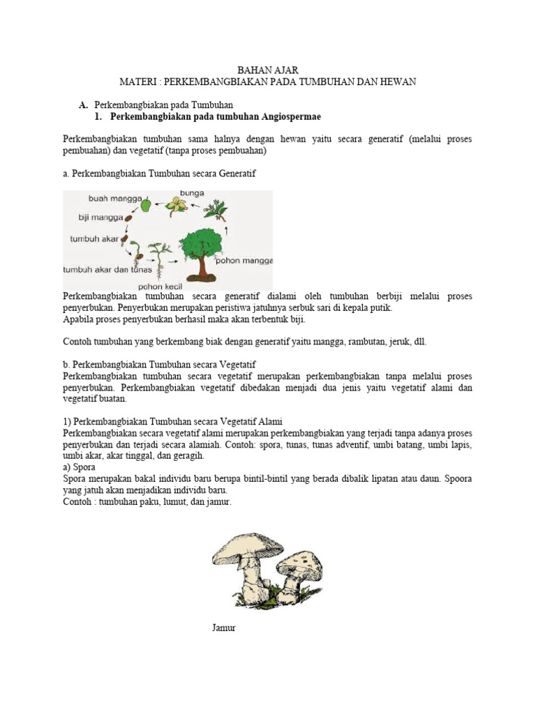 Bahan Ajar Perkembangbiakan Pada Tumbuhan Dan Hewan | PDF | Kesehatan Holistik