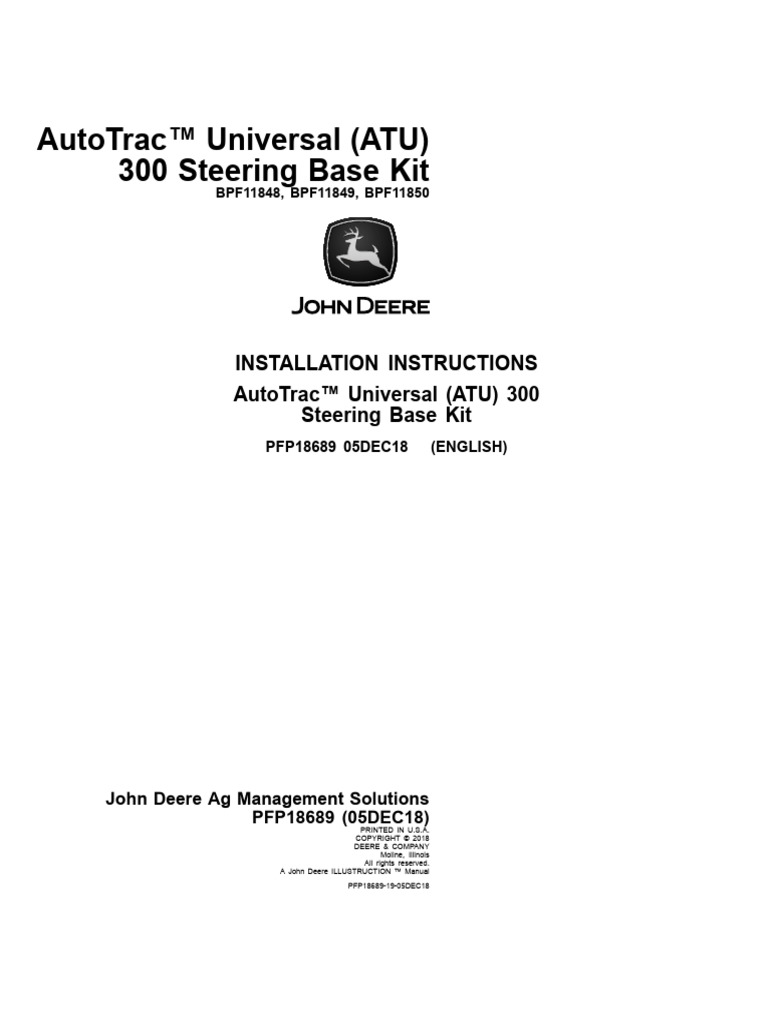 ATU 300 Instal 2018 | PDF | Tractor | Seat Belt