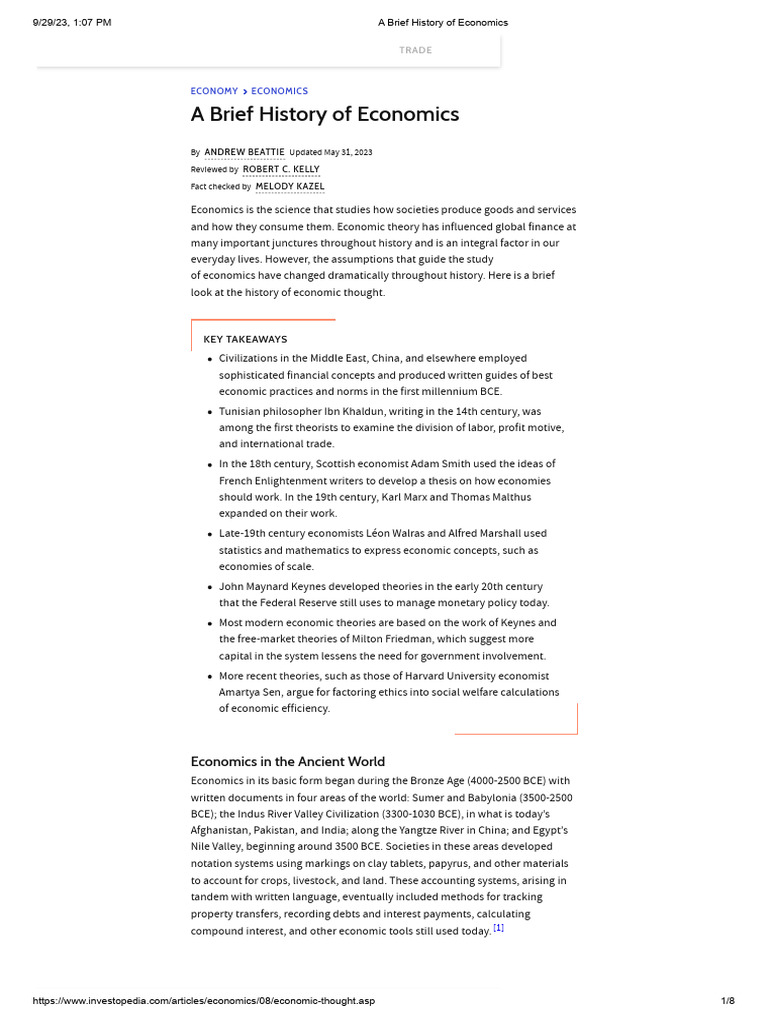 A Brief History of Economics | Download Free PDF | Economics ...