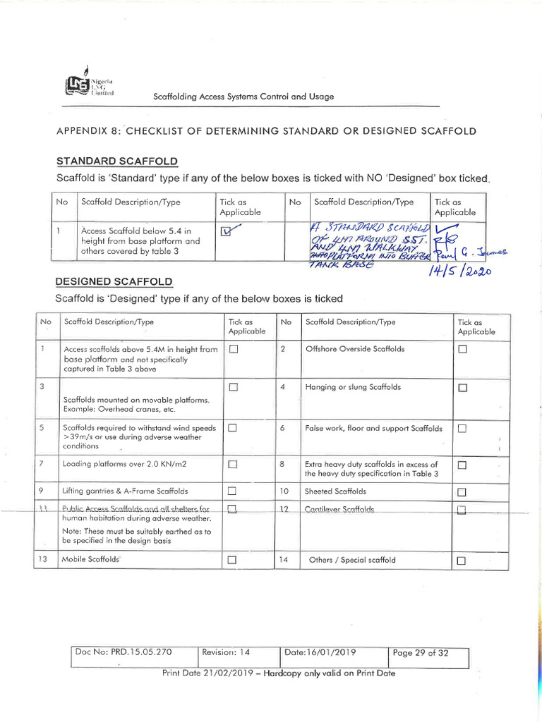 Scaffold Checklist | PDF