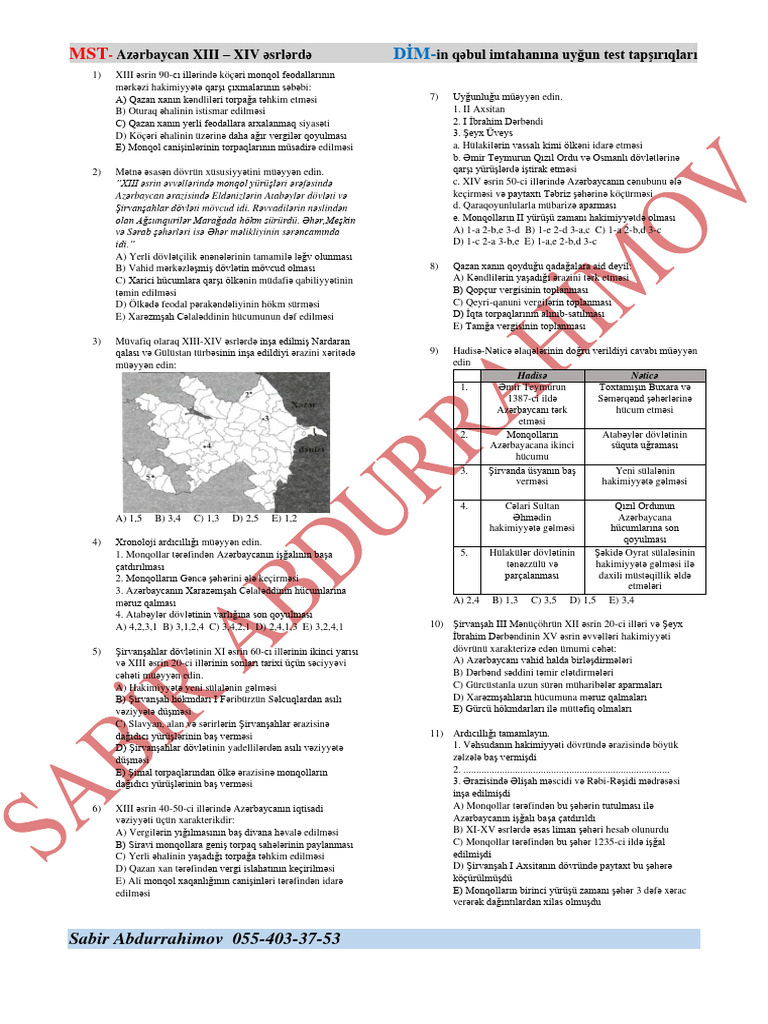 11.MST-Azərbaycan XIII-XIV ƏSRLƏRDƏ | PDF