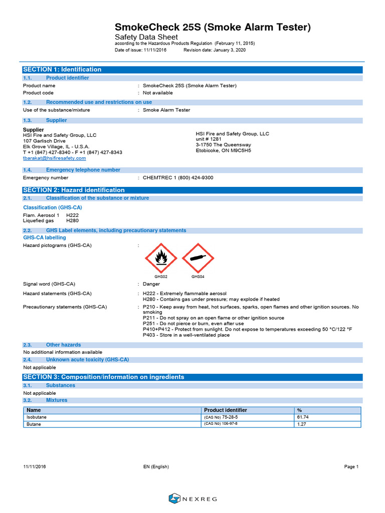 SmokeCheck 25S Safety Data Sheet | PDF | Firefighting | Personal ...