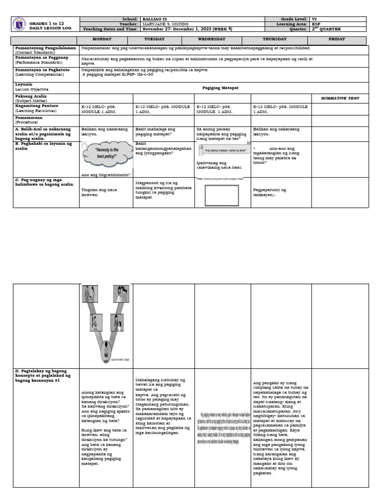 DLL - Esp 6 - Q2 - W4 | PDF