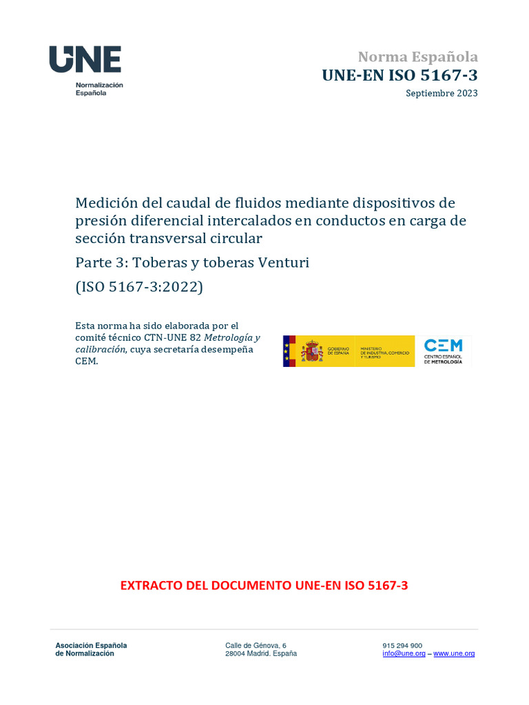 Une Iso 5167-3 2022 | PDF | Boquilla | Calibración