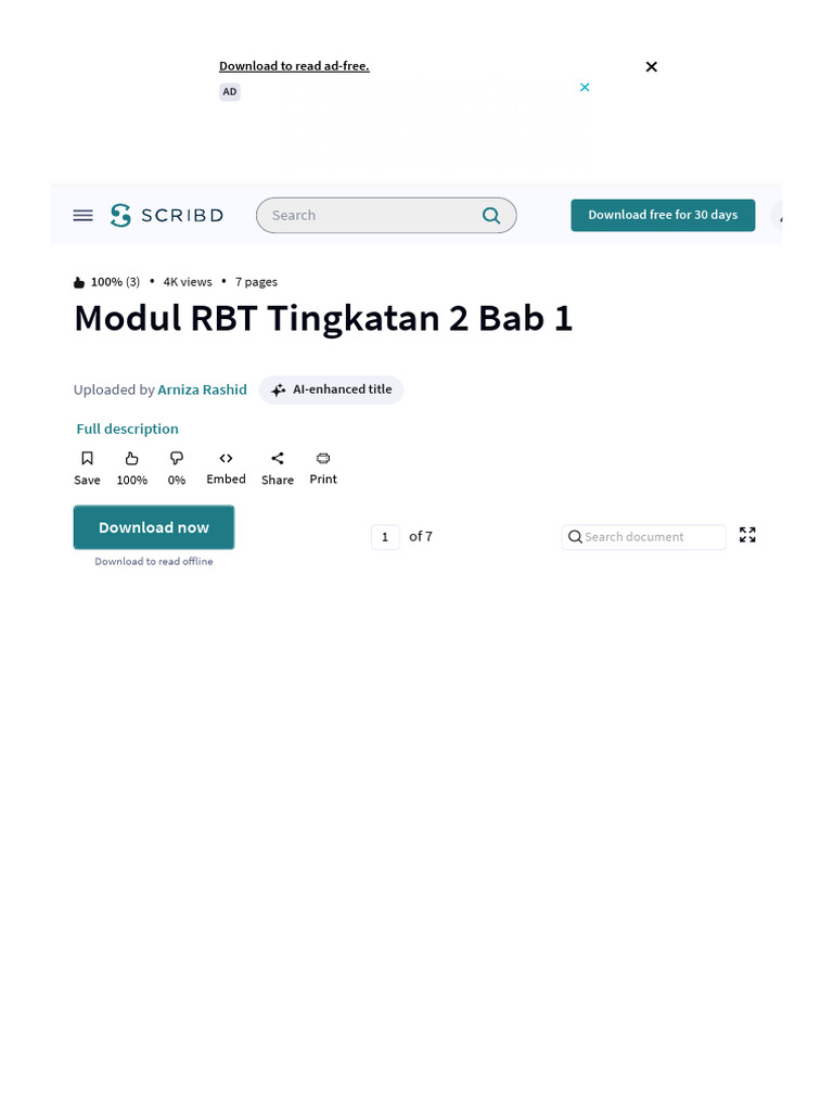 Modul RBT Tingkatan 2 Bab 1 - PDF | PDF | Scribd | Web 2.0