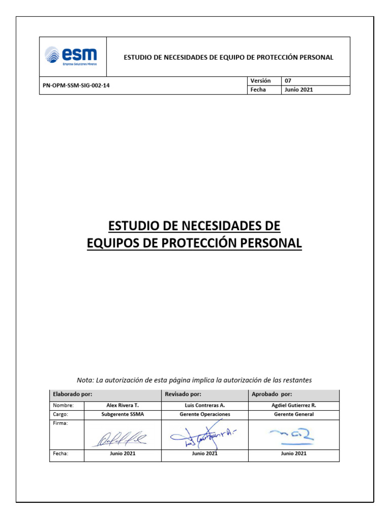 Estudio Tecnico de EPP ESM V7 01.06.21.docx - Rev - 2 | PDF | Partículas | Contaminación