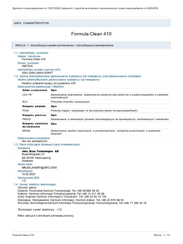 Formula Clean 410 | PDF