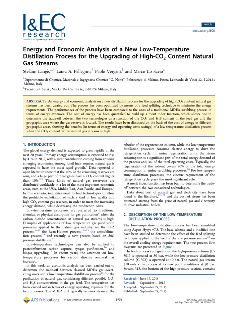 Energy and Economic Analysis of a New Low-Temperature Distillation ...