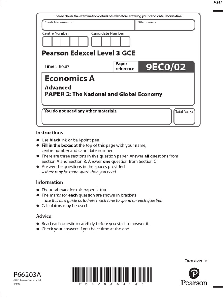 June 2022 QP - Paper 2 Edexcel (A) Economics A-Level | PDF | Deficit ...