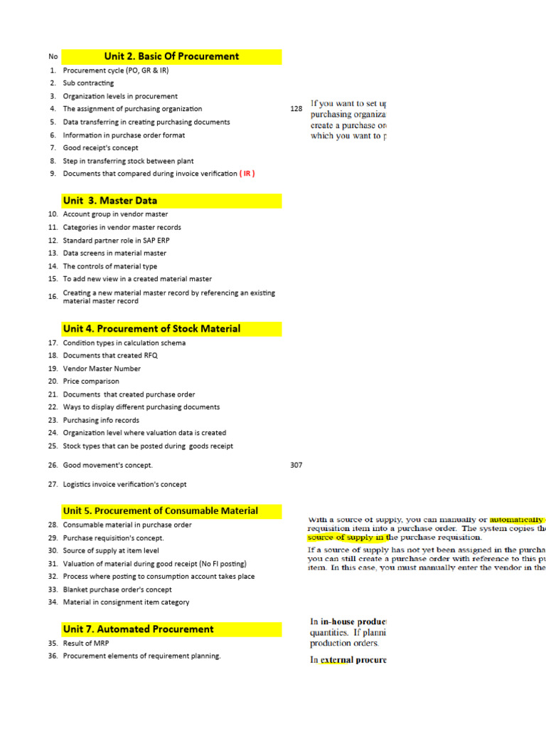 Procurement Basics and SAP Master Data | PDF | Invoice | Procurement