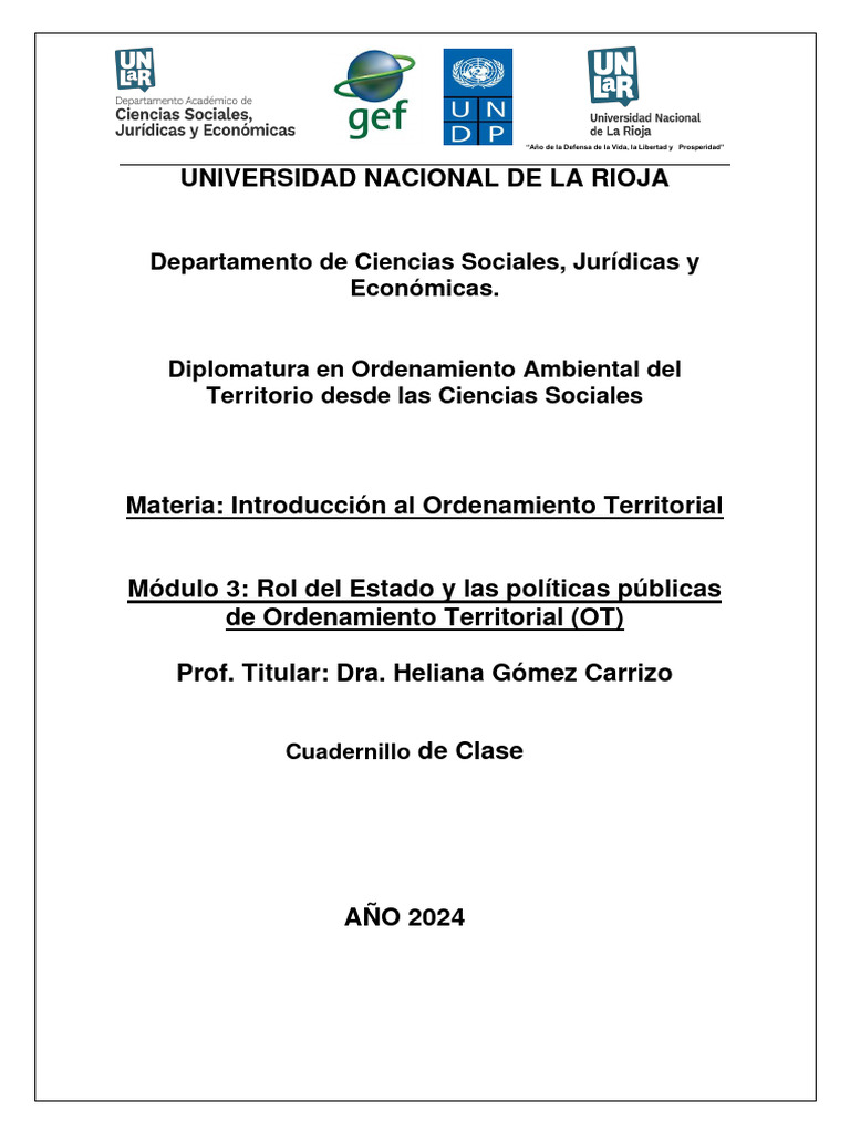 Cuadernillo Módulo III- Introducción Al Ordenamiento Territorial- Dra. Gómez Carrizo (1) | PDF ...