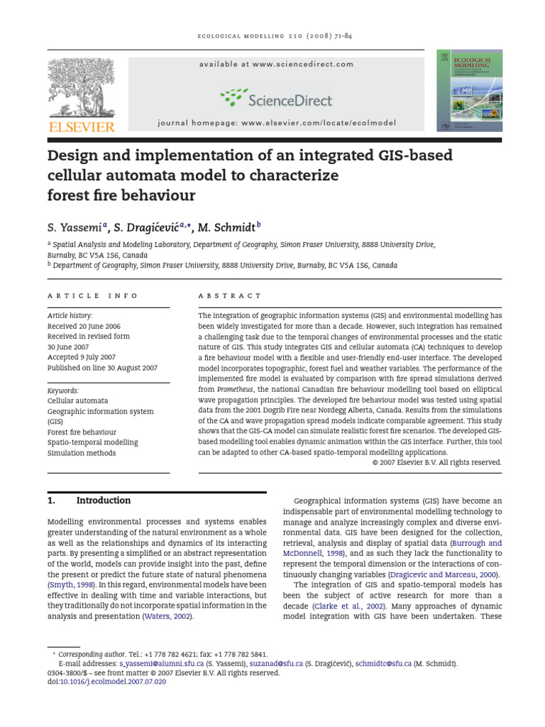 Design and Implementation of An Integrated GIS-based Cellular Automata Model To Characterize ...