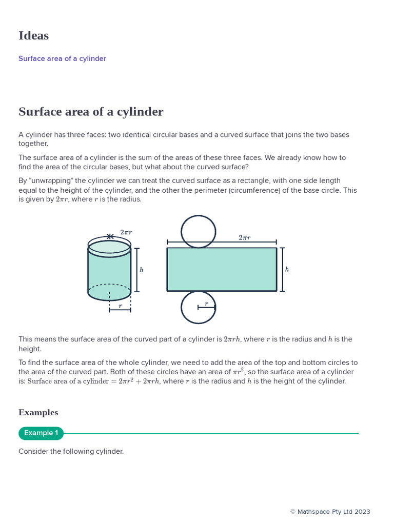 Surface Area of Cylinders | PDF | Area | Mathematics