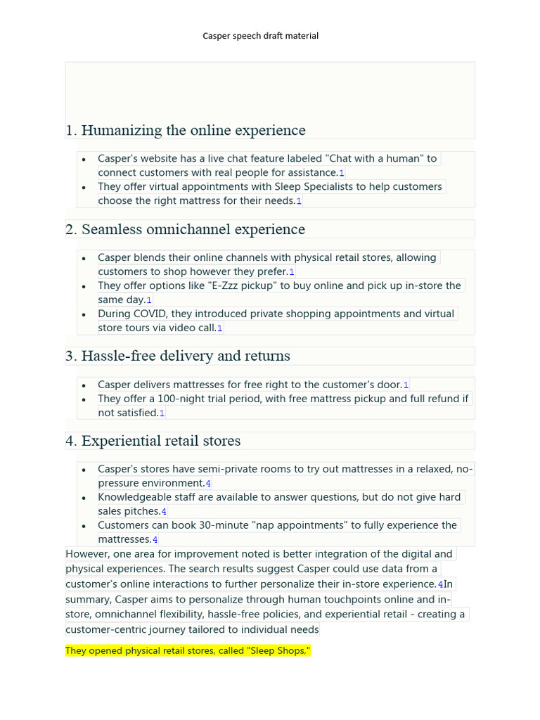 Casper Speech Material Draft | PDF | Retail | Brand