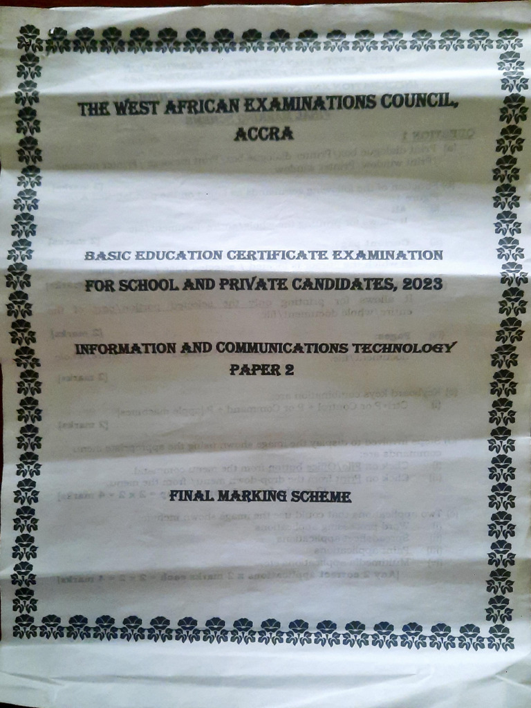 marking scheme bece-2023 | PDF