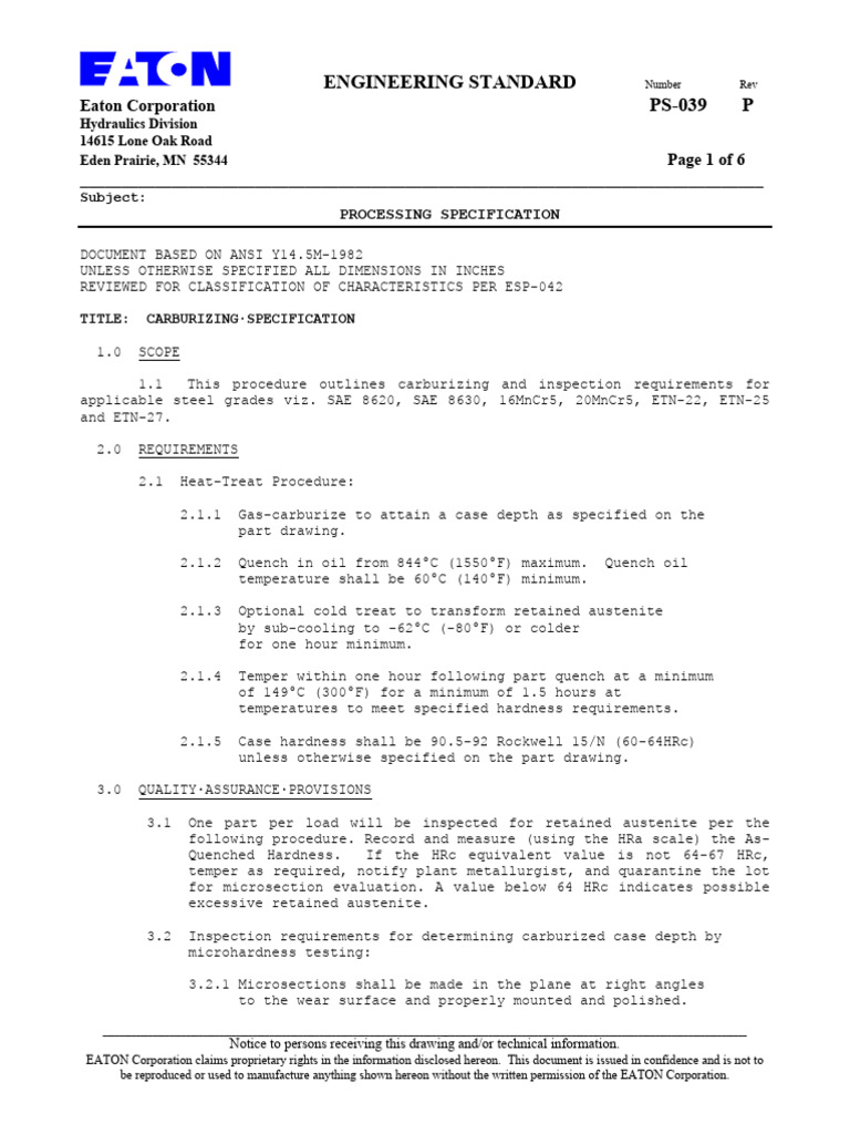 PS-039 - Processing Specification | PDF | Materials Science | Materials
