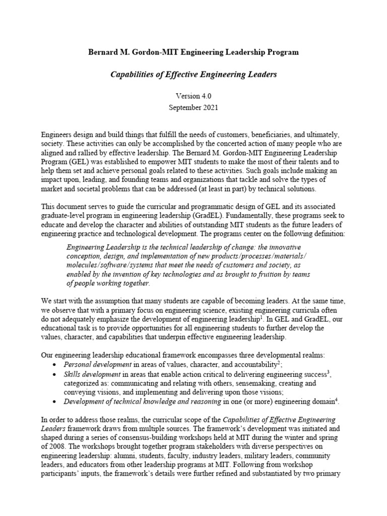 Capabilities of Effective Engineering Leaders - MIT | PDF ...