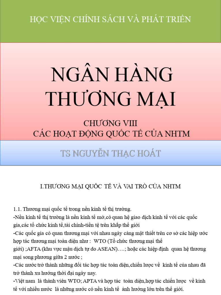 Ch8Các Hoạt Động Quốc Tế Của NHTM | PDF