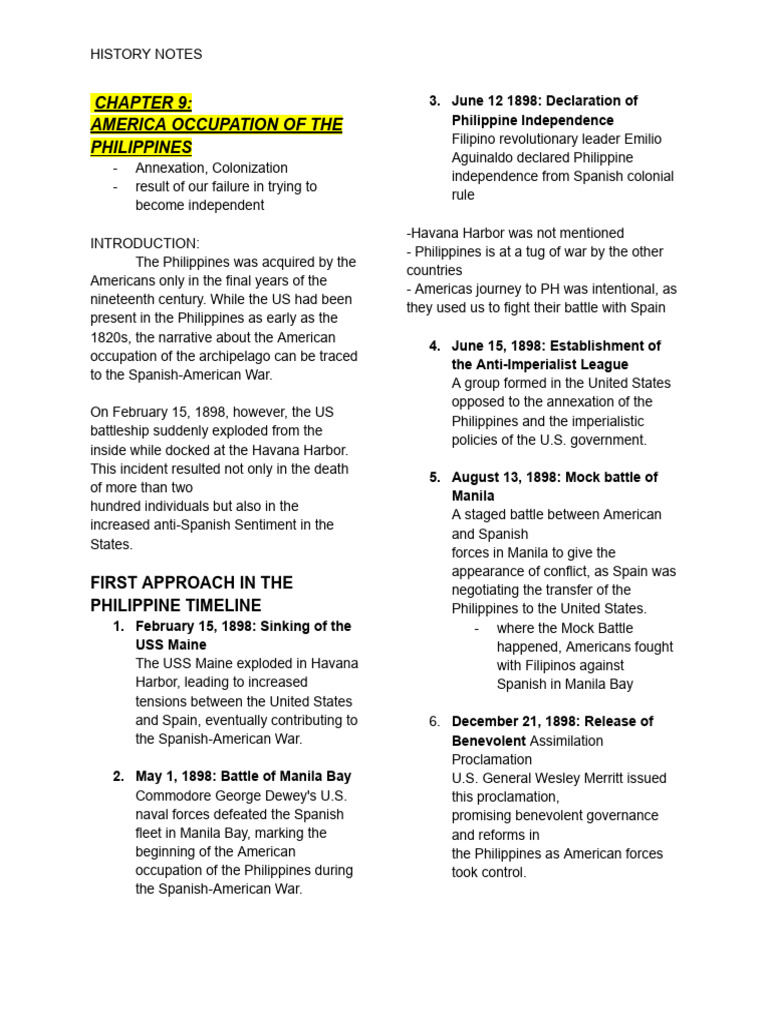 History Notes | PDF | Philippines | Corregidor