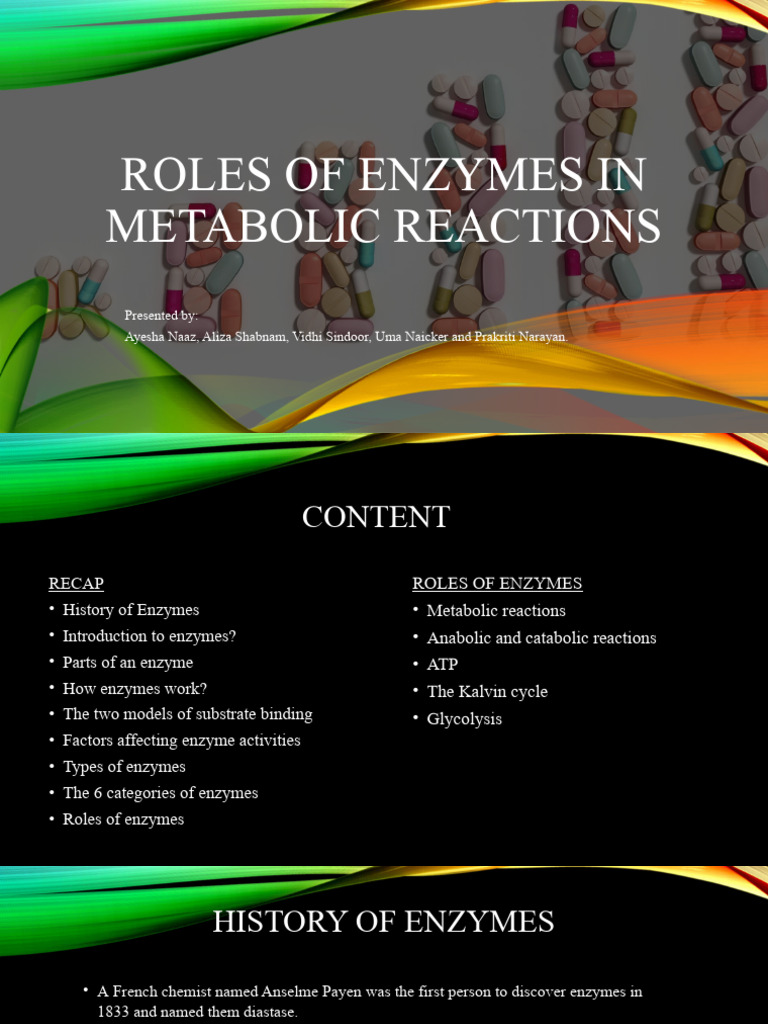 Roles of Enzymes in Metabolic Reactions | PDF | Cofactor (Biochemistry ...