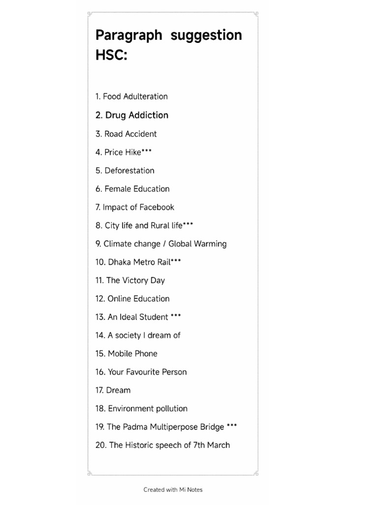 HSC Paragraph | PDF