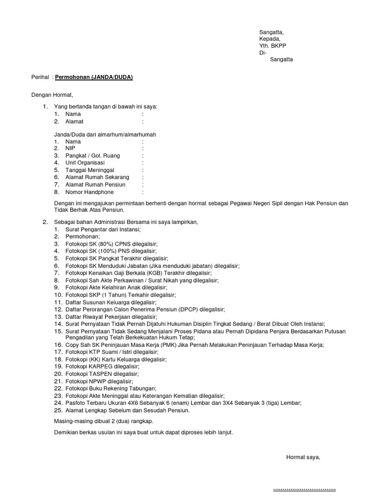 Persyaratan Pensiun Janda Duda | PDF