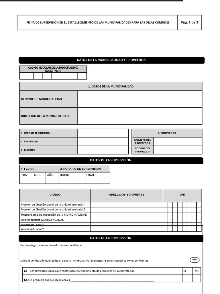 FICHA DE SUPERVISION OLLAS COMUNES | PDF