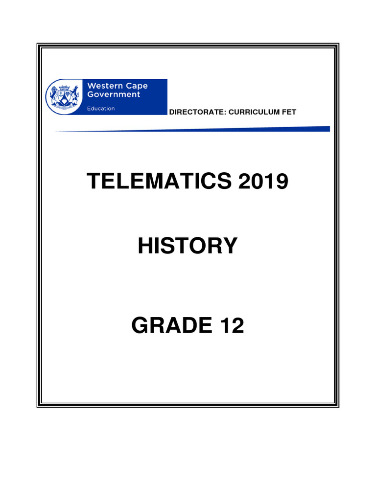 2019 Gr12 Telematics History | PDF | South Africa