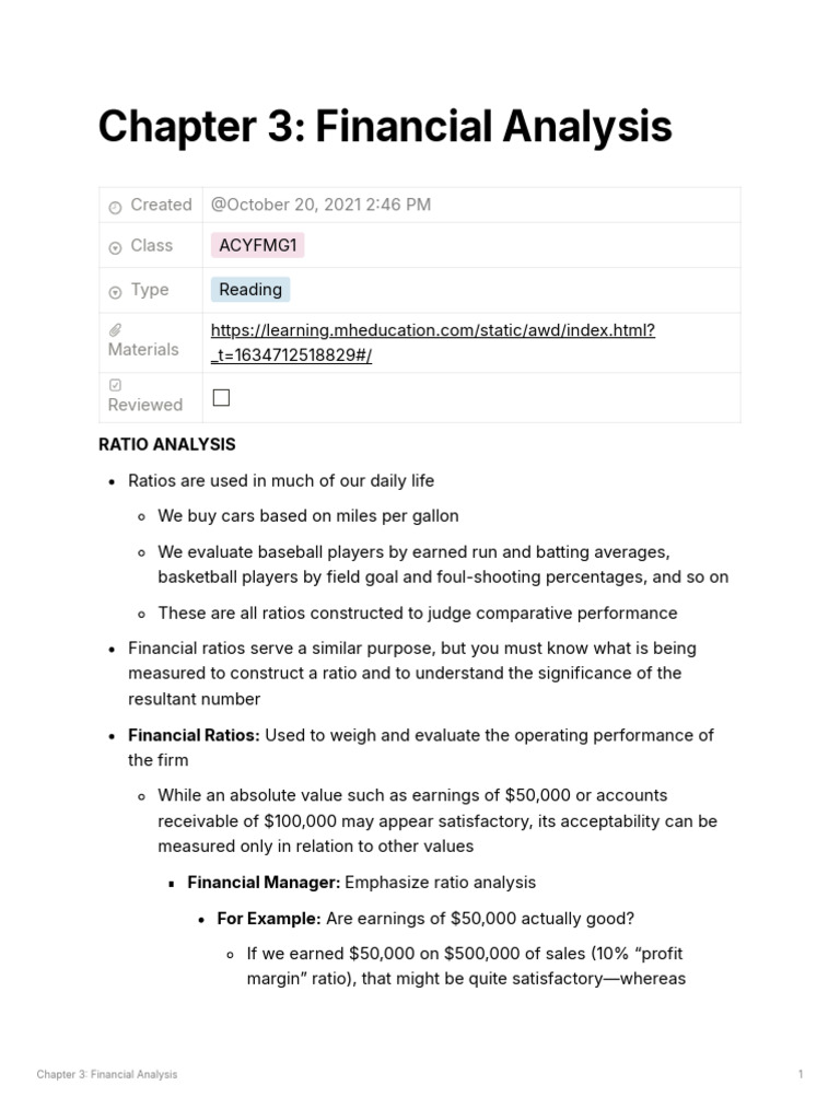 Chapter 3 Financial Analysis Pdf Revenue Deflation