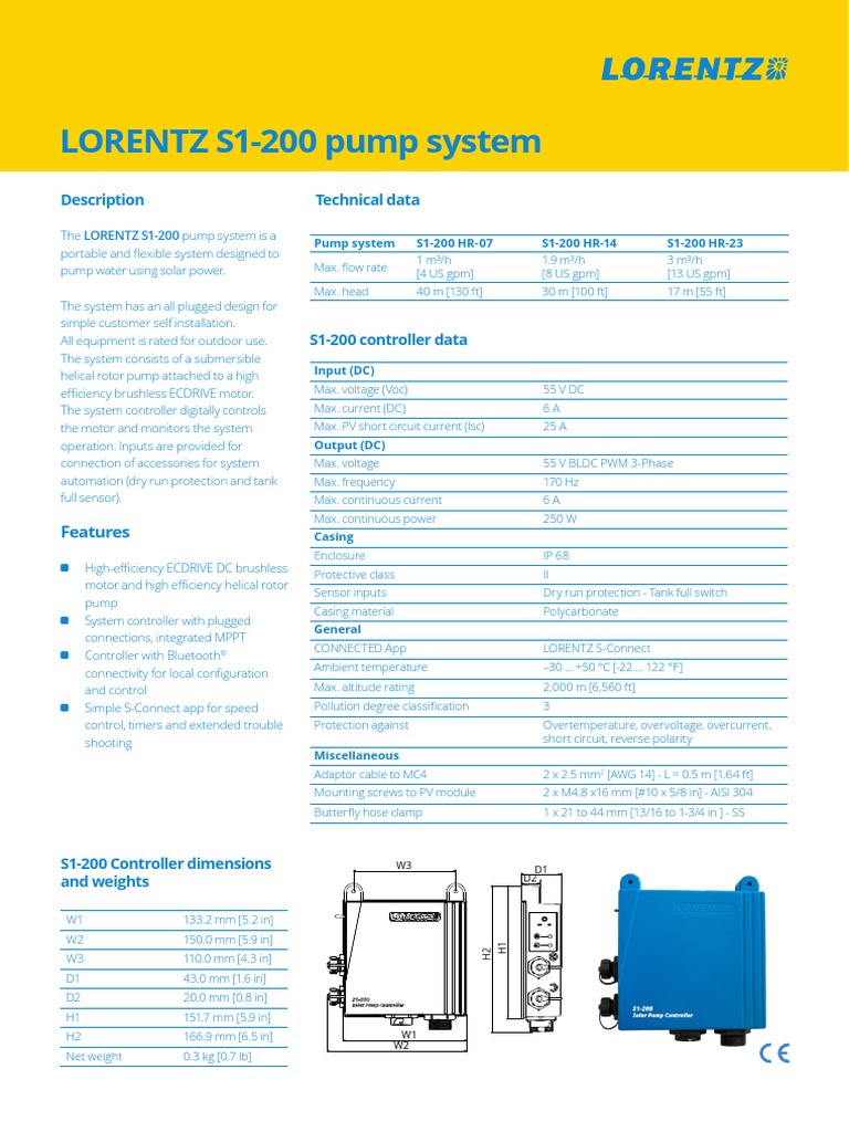 LORENTZ S1-200 Pump System Overview | PDF | Electrical Engineering ...