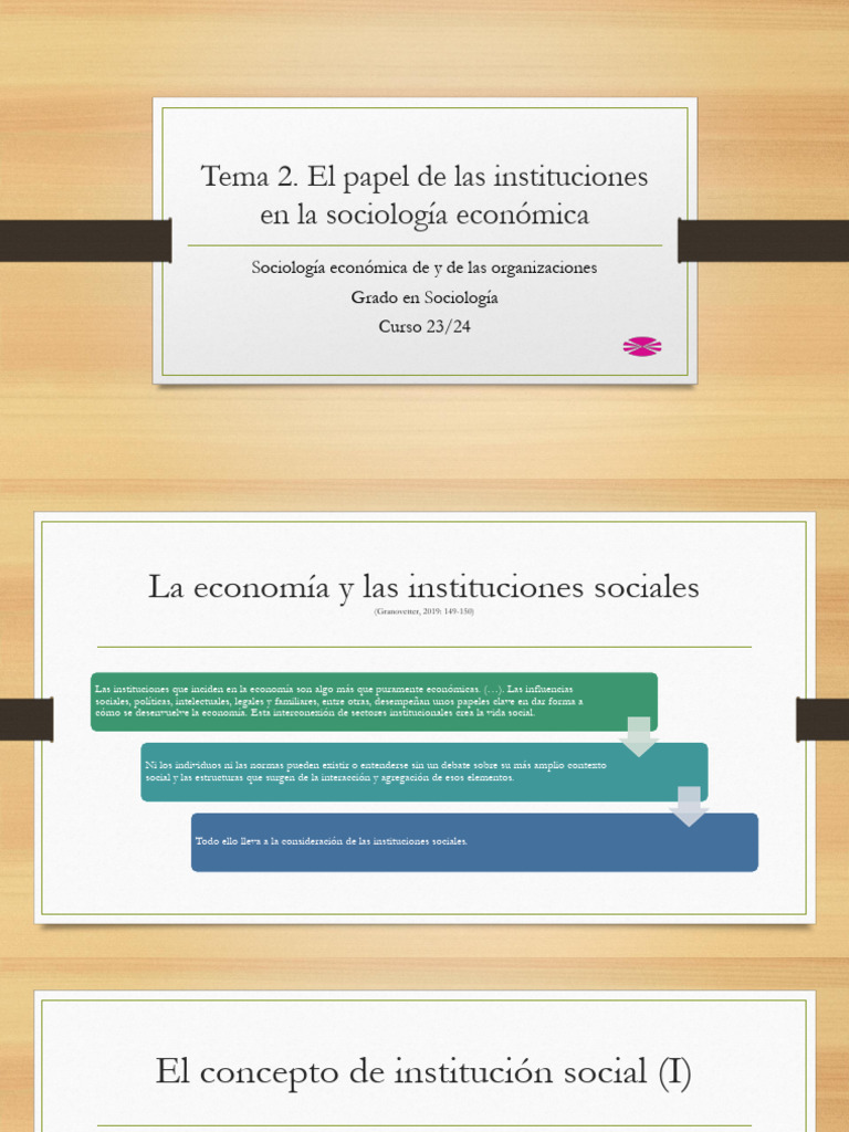 Tema 2. El Papel de Las Instituciones en La Sociología Económica | PDF | Institución ...