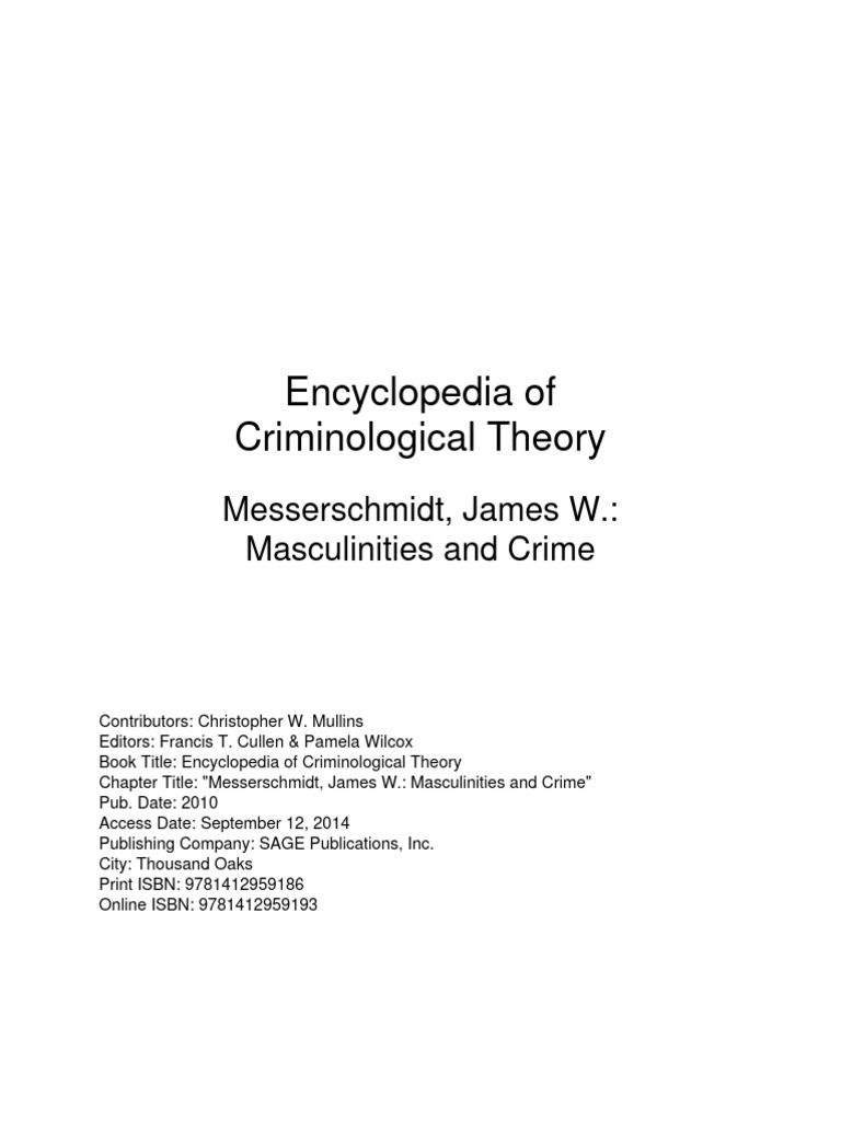 Messerschmidt, James W. - Masculinities and Crime | PDF | Masculinity ...