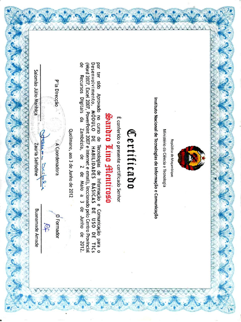 Certificado Informatica | PDF