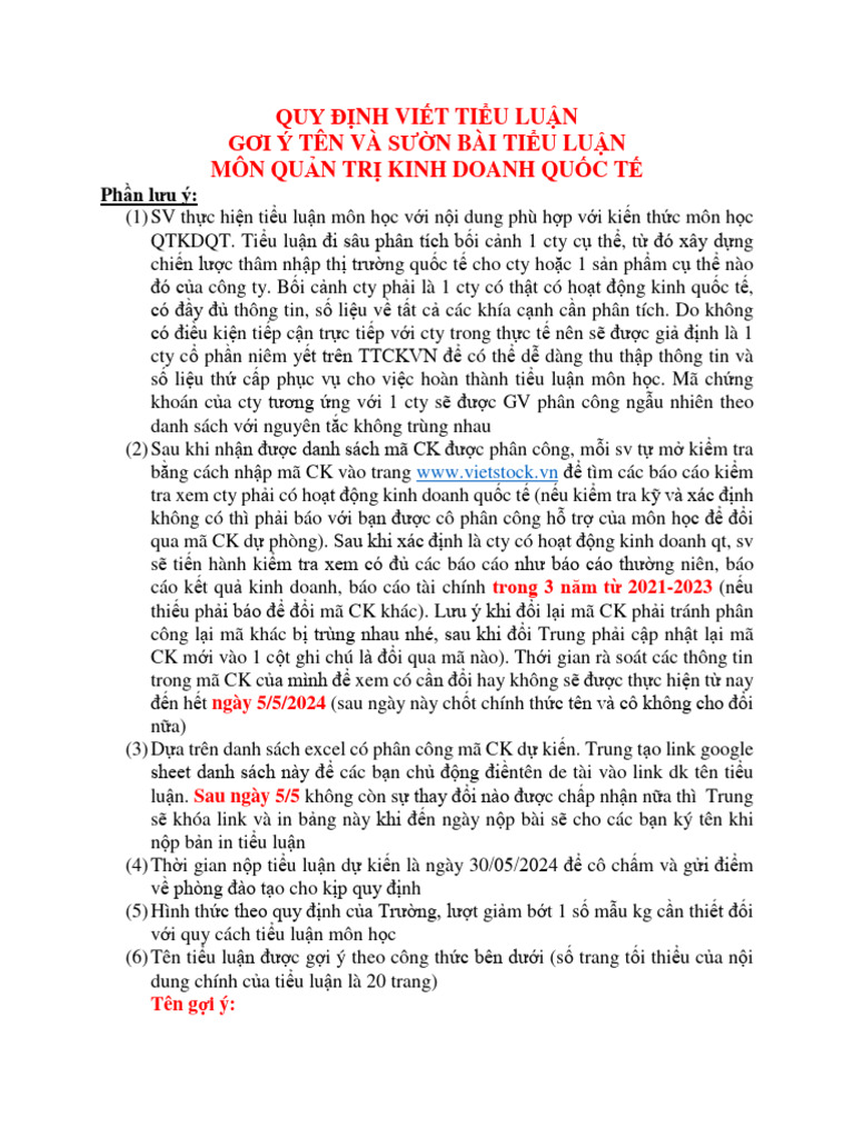 Noi Dung Goi y Viet Tieu Luan QTKDQT 22MK | PDF