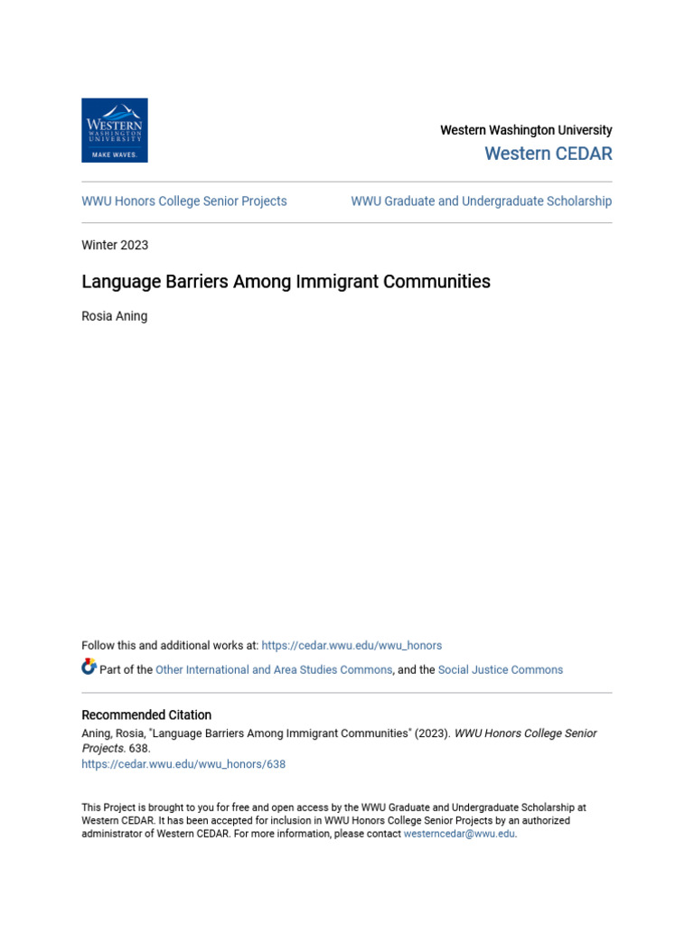 Language Barriers Among Immigrant Communities | Download Free PDF ...