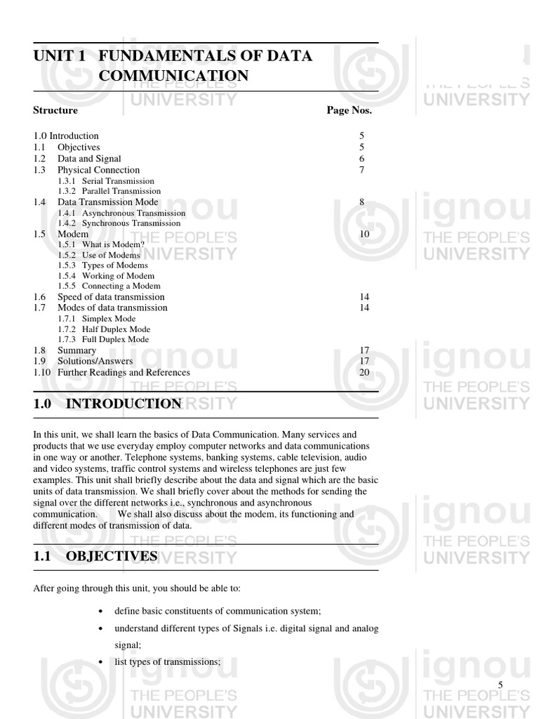 Unit 1 Pdf Duplex Telecommunications Modem