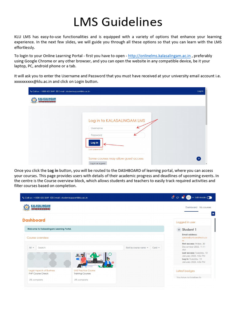 KLU LMS Login and Guidelines | PDF | Login | Cyberspace
