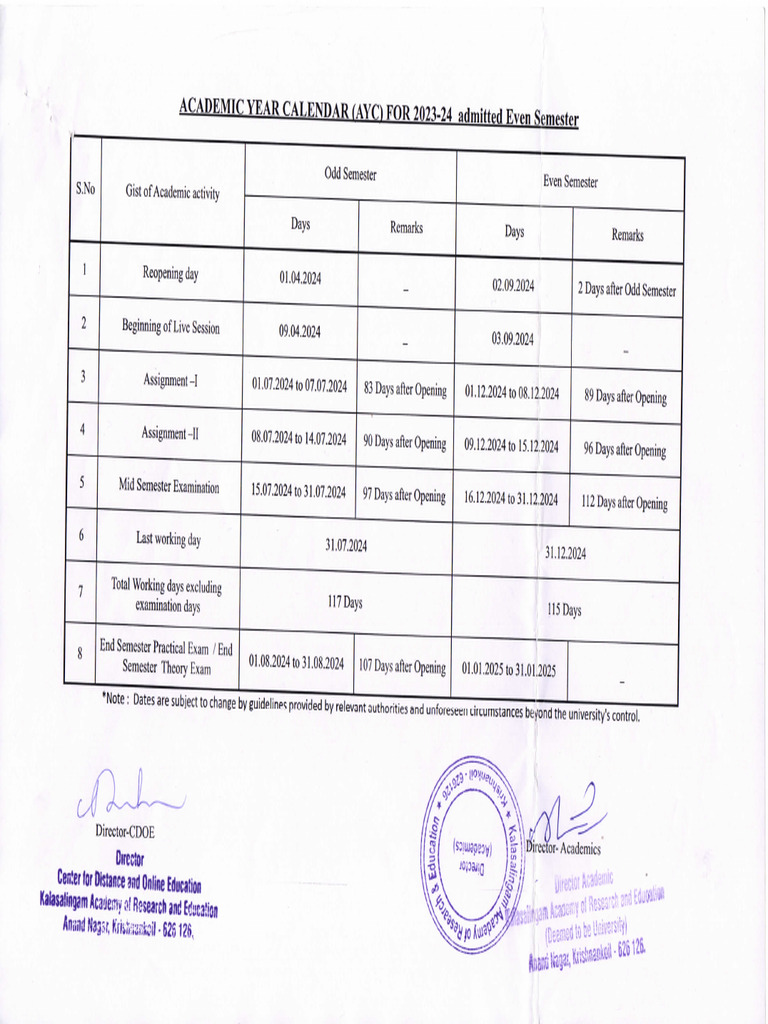 Academic Calendar | PDF