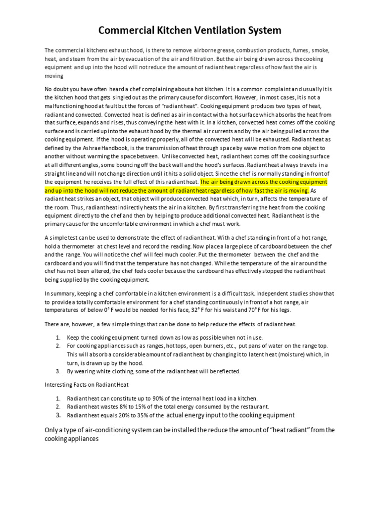 The Commercial Kitchens Exhaust Hood | PDF | Heat | Convection