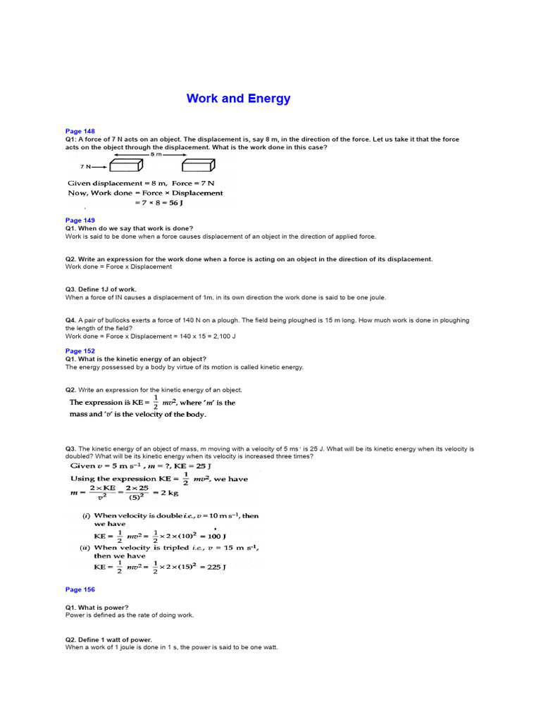 Work and Energy | PDF | Force | Kinetic Energy