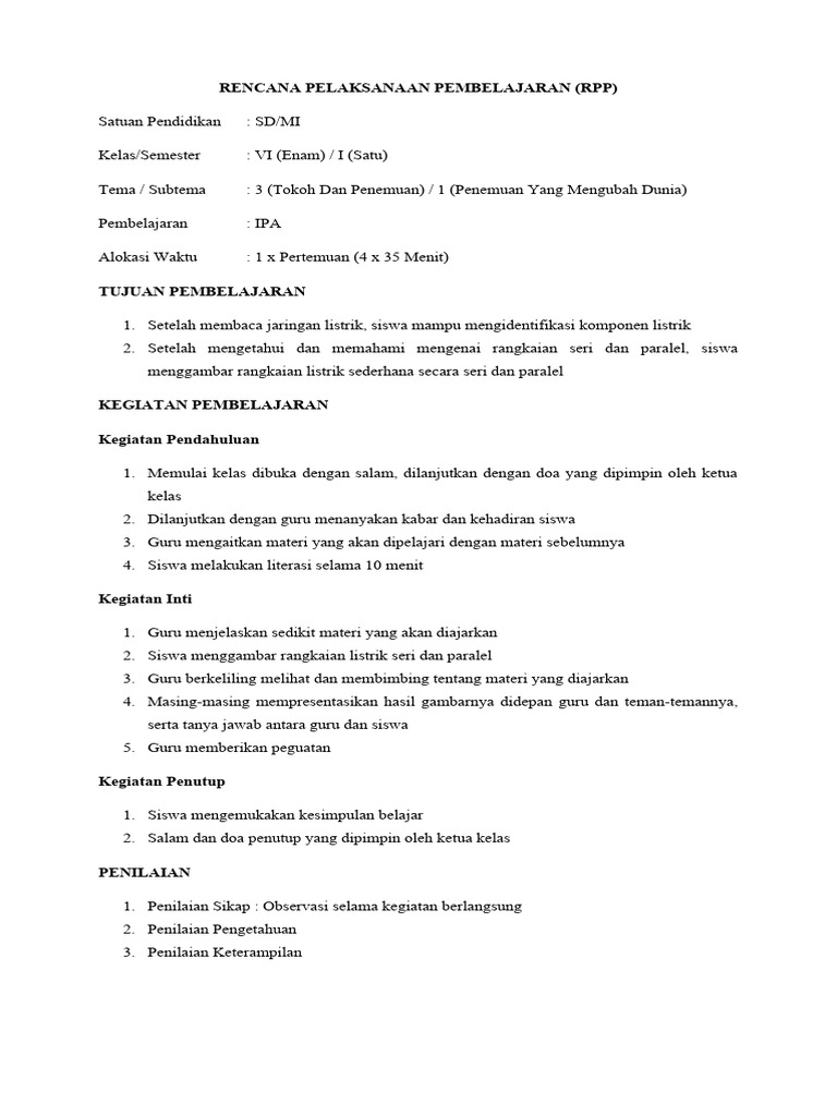 RPP Kelas 6 Tema 3 Subtema 1 & 3 | PDF