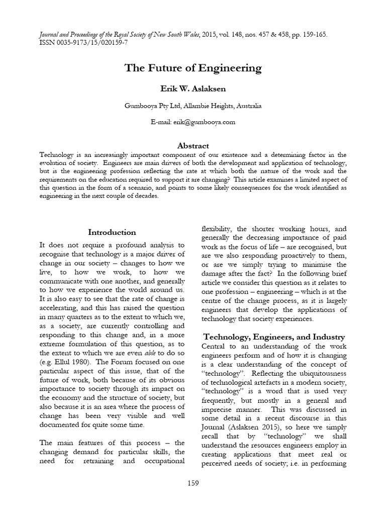ASLAKSEN, Erik - The Future of Engineering | PDF | Engineering | Engineer ASLAKSEN, Erik - The Future of Engineering | PDF | Engineering | Engineer