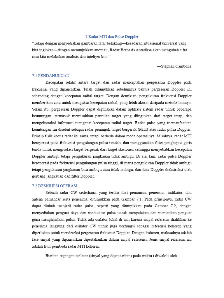 7 Radar MTI Dan Pulse Doppler (AutoRecovered) | PDF