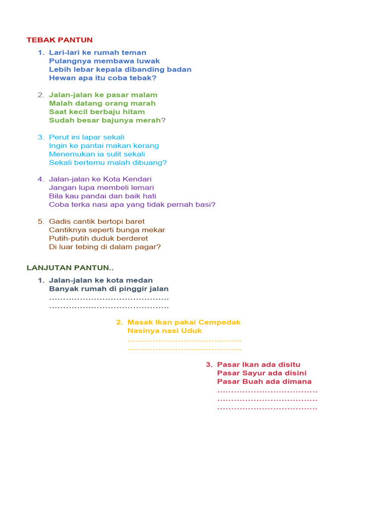 Game Tebak Pantun | PDF