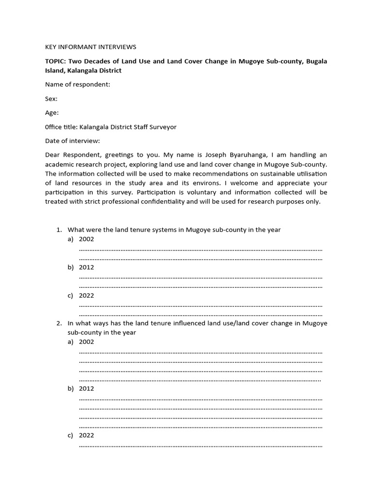 Key Informant Interviews | PDF | Natural Environment | Food Industry