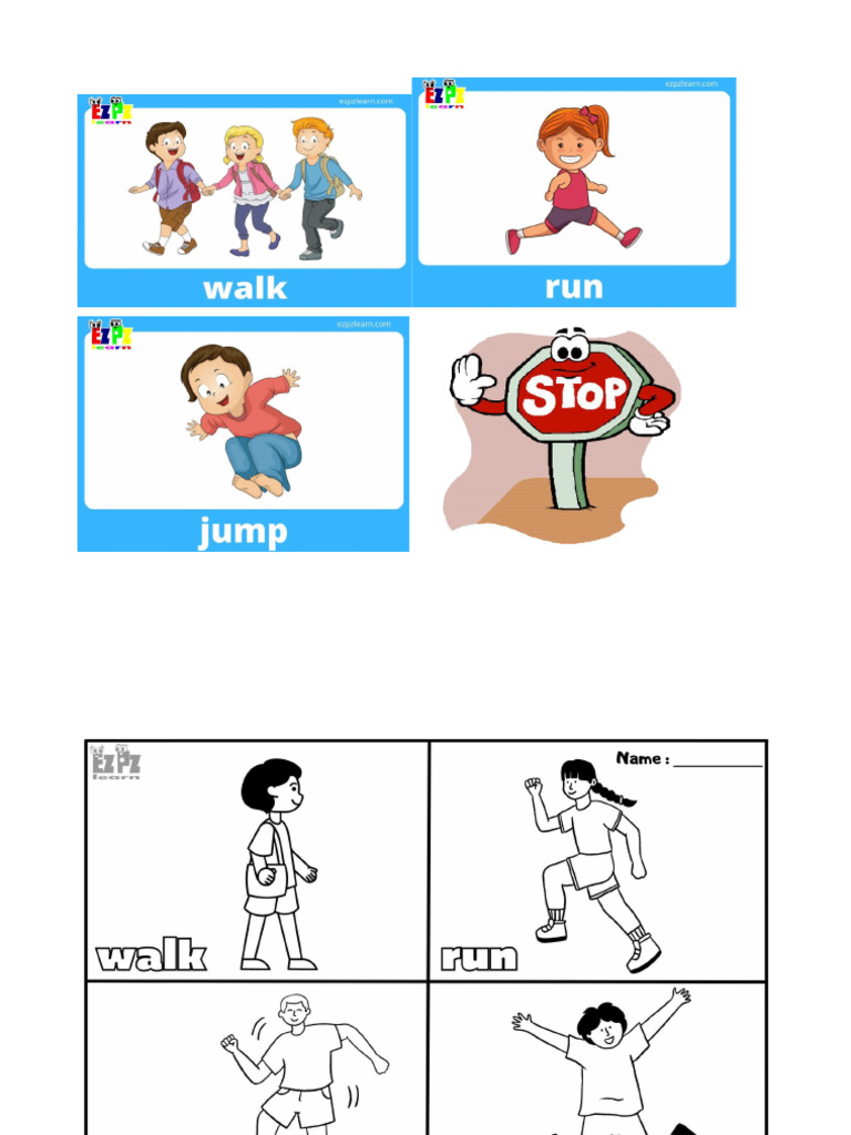 Walk Jump Flashcard | PDF