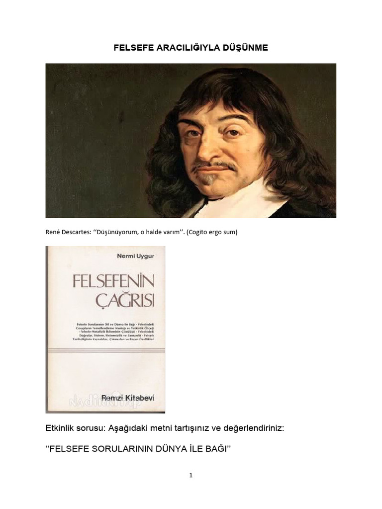 Felsefe Aracılığıyla Düşünme | PDF