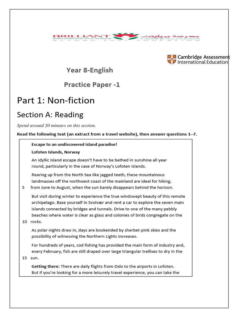Practice Paper 1 | PDF | Language Arts & Discipline